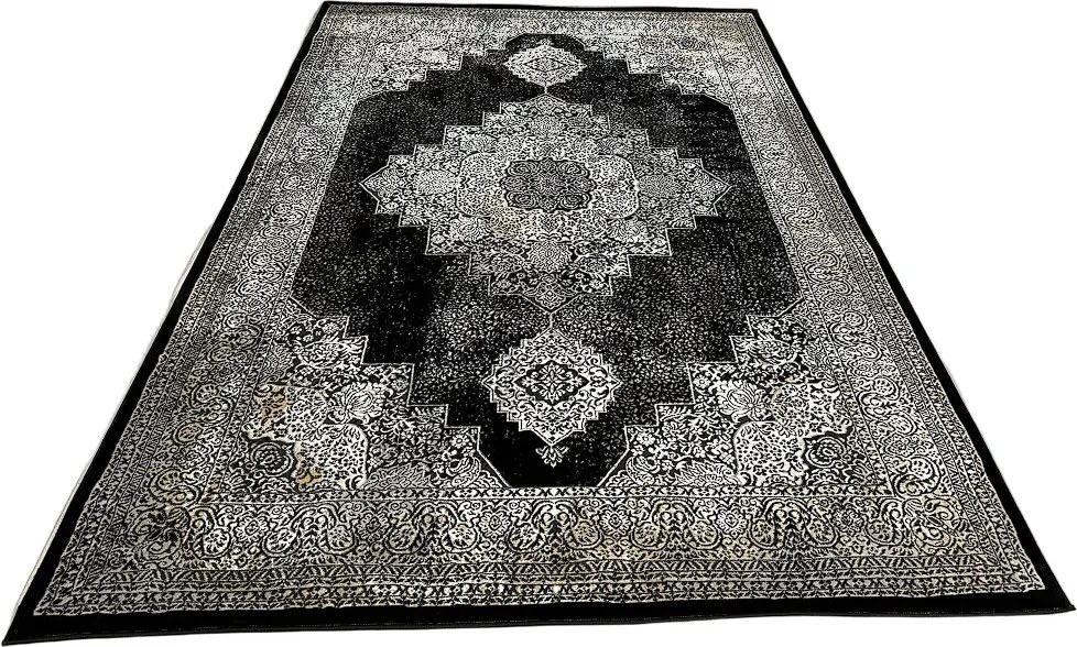 HU Černý orientální koberec Glamour 27216-Siyach Rozměr: 60x110 cm