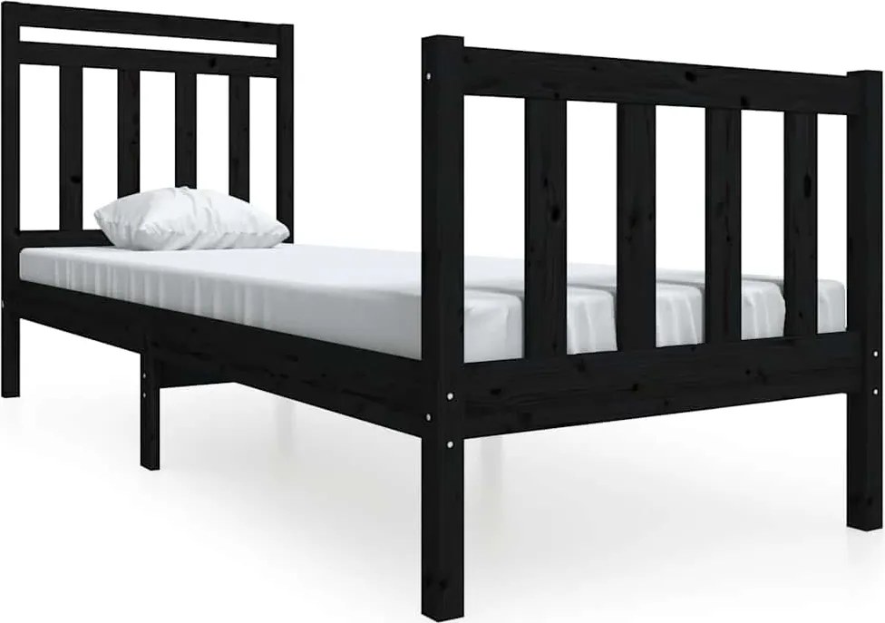 Rám postele černý 75 x 190 cm Small Single masivní dřevo 3100683