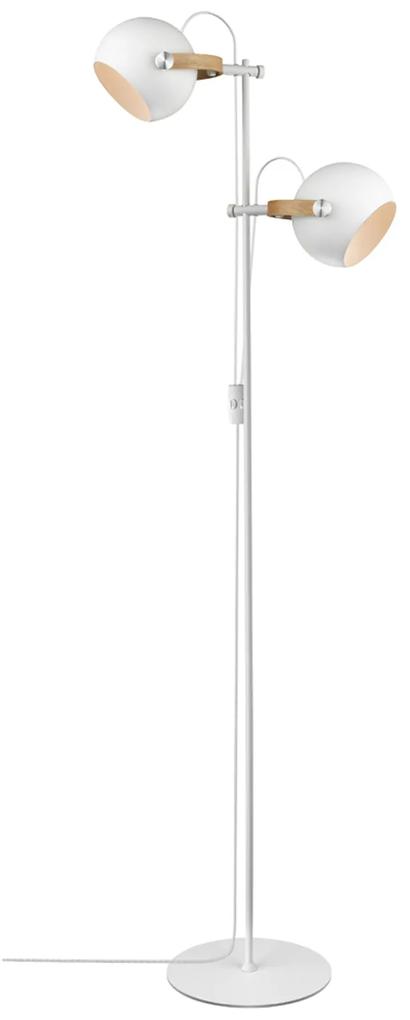Halo Design 734252 stojací lampa DC hlinik, dřevo, bílá, 150cm, 2xE27