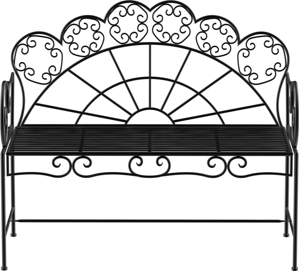 Outsunny Dvoumístná Zahradní Lavička, Pevná, Odolná proti Korozi, Sedací Nábytek pro Terasu, Zahradu a Obytné Exteriéry 107 cm x 55,5 cm x 90,5 cm, Če