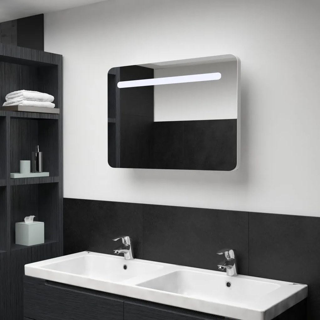 Led Koupelnová Skříňka Se Zrcadlem 80 X 9,5 X 55 Cm