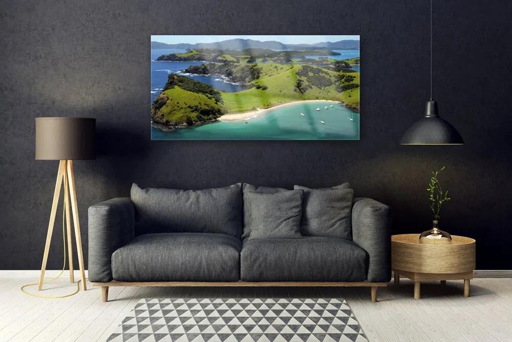 akrylový obraz Moře Pláž Les Krajina 120x60 cm