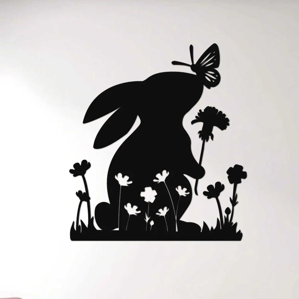 dřevo života Nástěnná dekorace Velikonoční zajíček s motýlkem Zvolte rozměr (cm): 40x44, Zvolte barvu dekoru: Černá