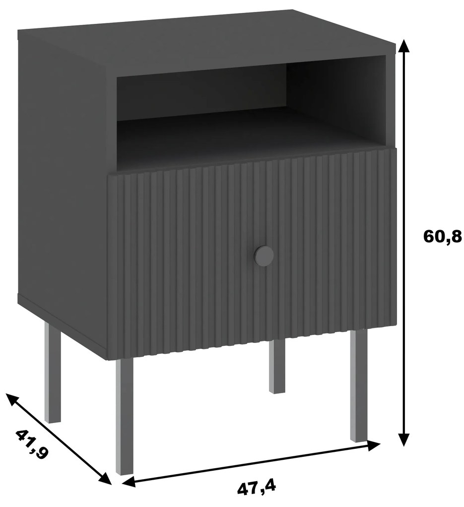 Noční stolek HASKEL - antracitový