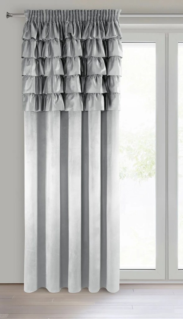 ZATEMŇOVACÍ ZÁVĚS NA PÁSCE AURA 140X270 CM STŘÍBRNÁ