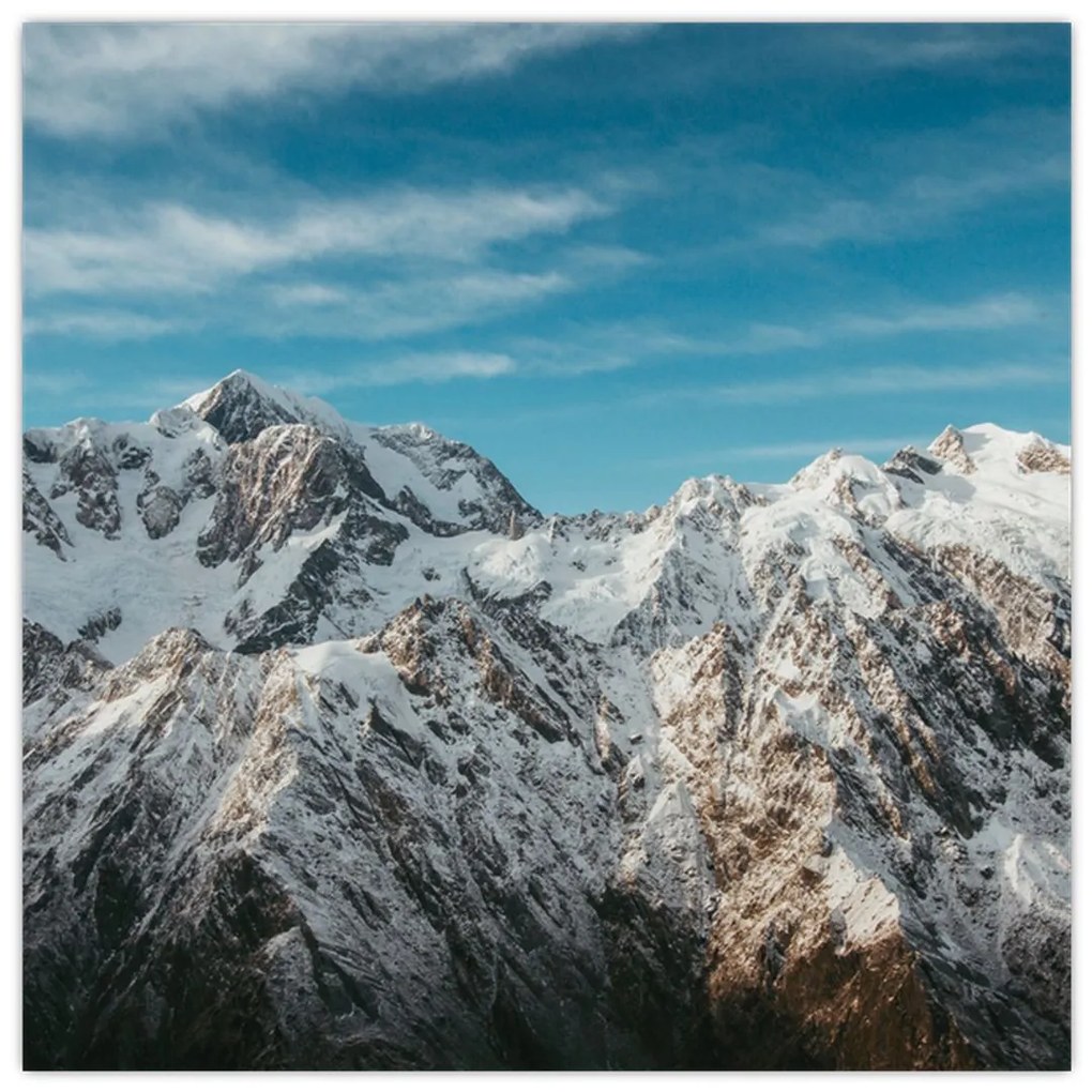 Obraz zasněžených vrcholků, Fiordland (30x30 cm)