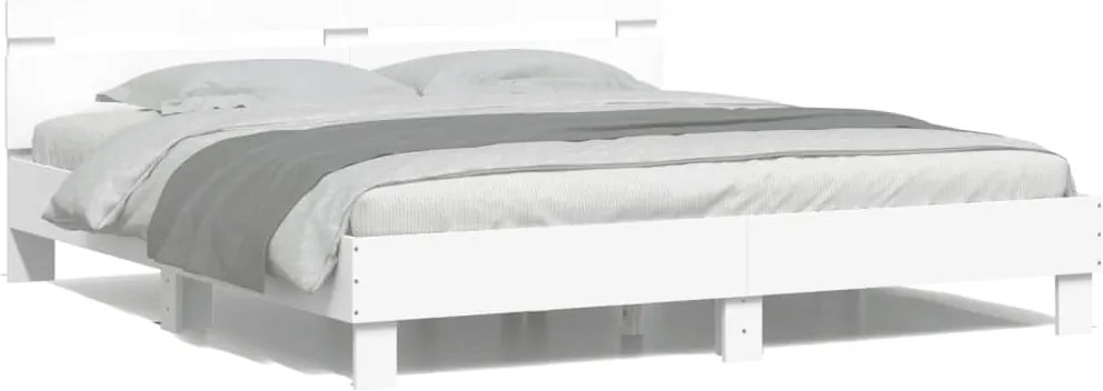 Rám postele s čelem a LED osvětlením bílý 160 x 200 cm 3207532