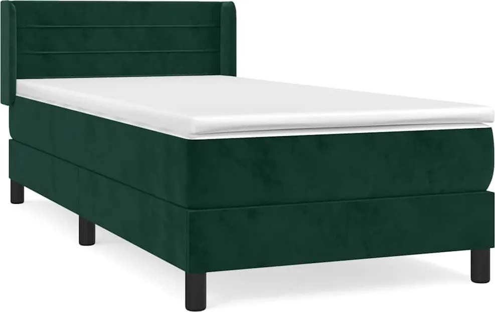Box spring postel s matrací tmavě zelená 100x200 cm samet 3131006