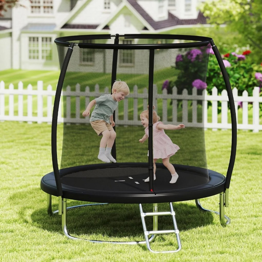 Costway Trampolína Ø244 cm se žebříkem a ochrannou sítí kulatá zahradní