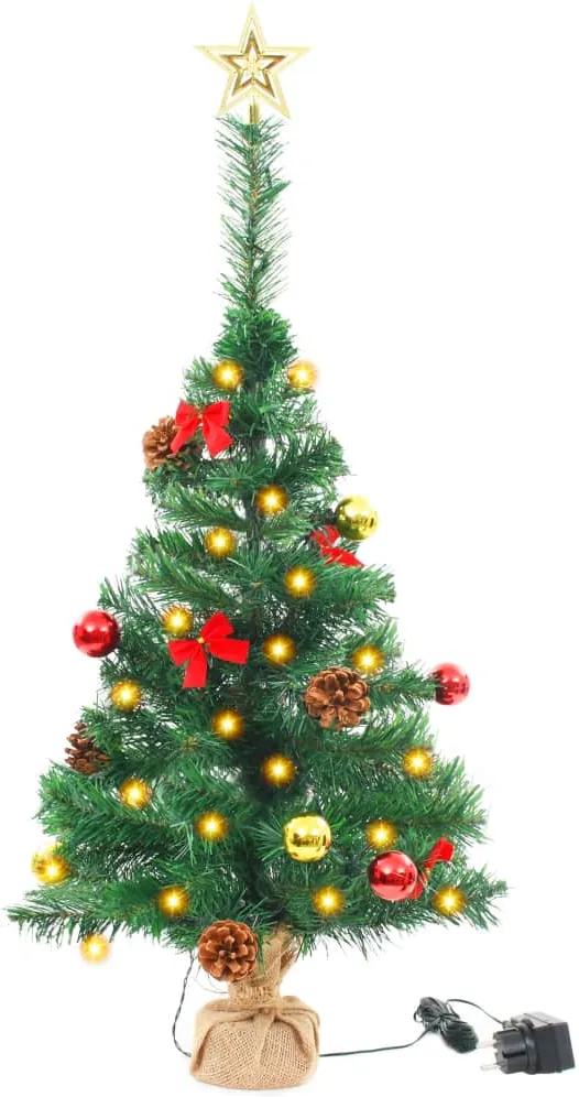 Umělý vánoční stromek ozdobený s baňkami a LED - 64 cm | zelený | BIANO