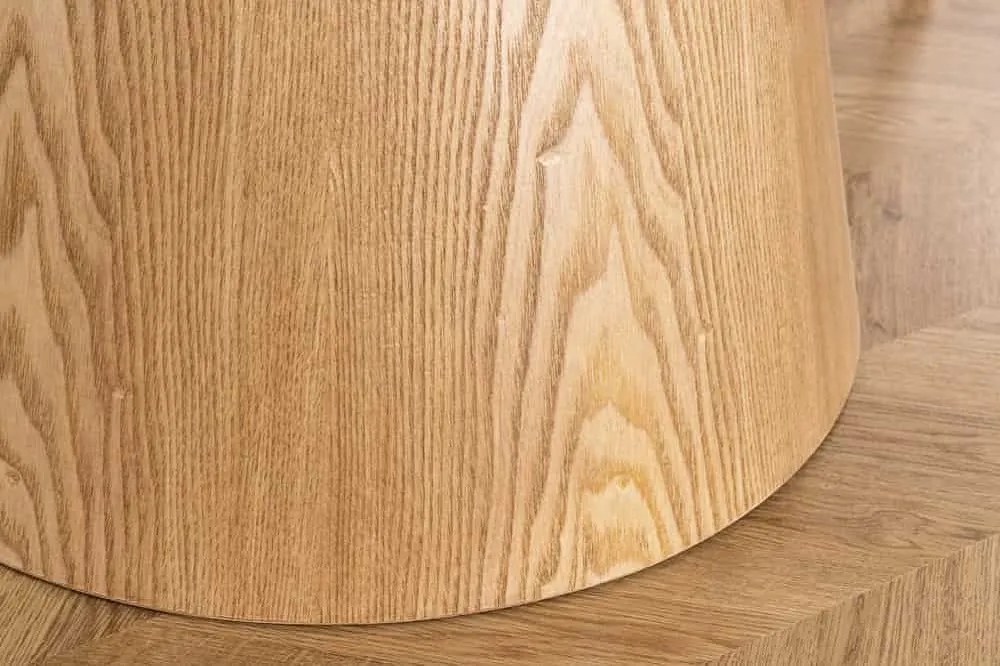 Kulatý keramický jídelní stůl Parthenia 120 cm travertin / dub