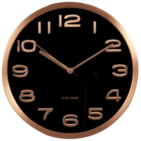 KARLSSON Nástěnné hodiny Maxie mědené černé