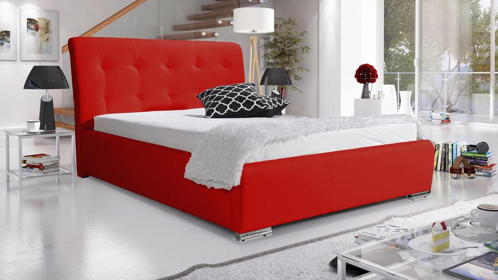 Eka Čalouněná postel Star - Eko-kůže 140x200 cm Barva látky Eko-kůže: Červená (10), Úložný prostor: Bez úložného prostoru