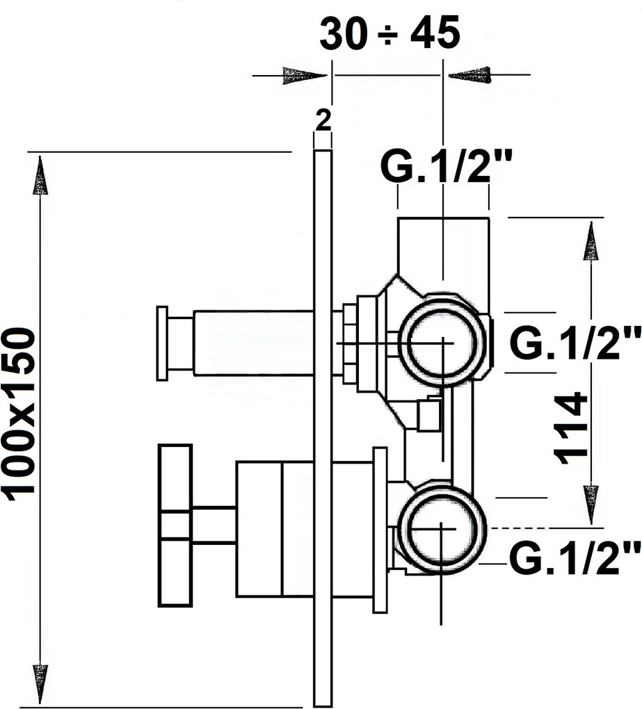 Sapho Trax sprchová baterie podomítková 2 výstupy chrom 685
