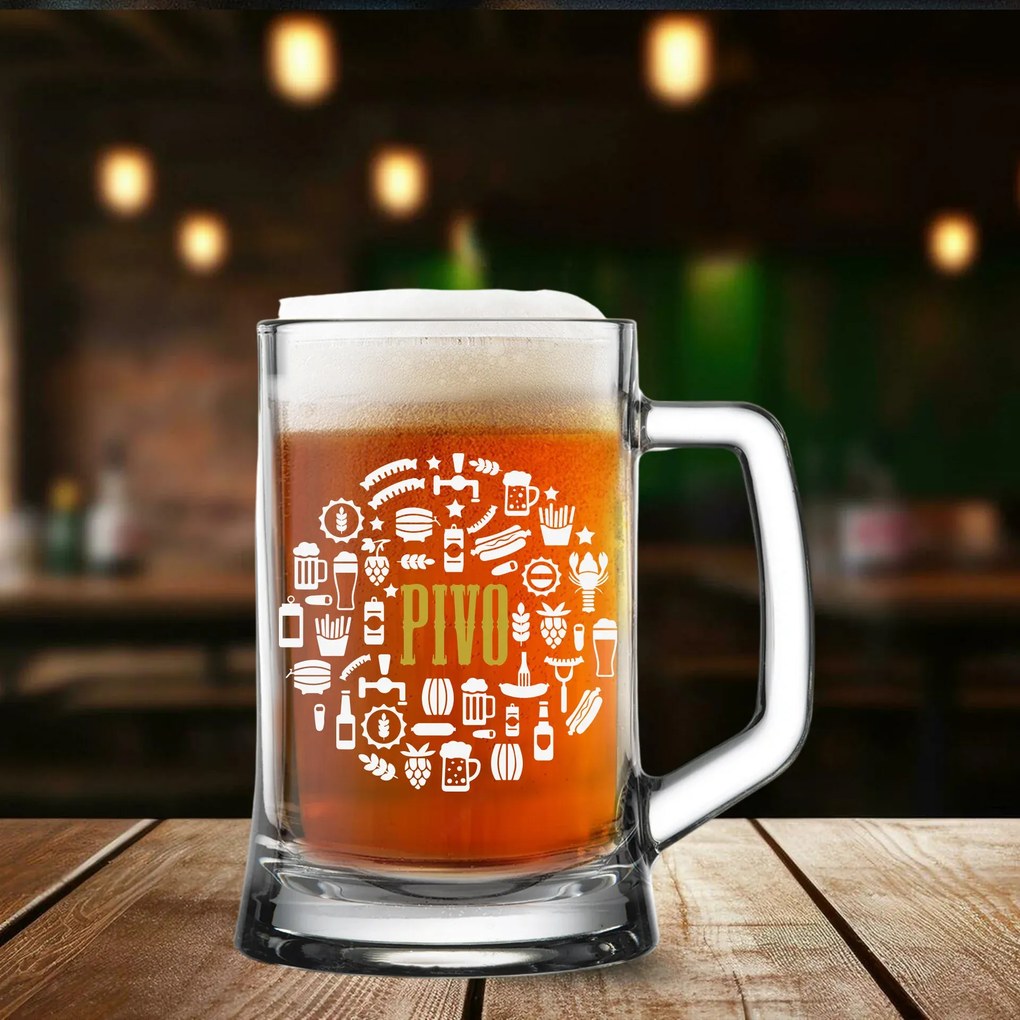 PIVO-KRUH - pivní sklenice 0,5