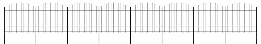 Zahradní plot s kopím nahoře ocelový 1339 x 175 cm černý 277746