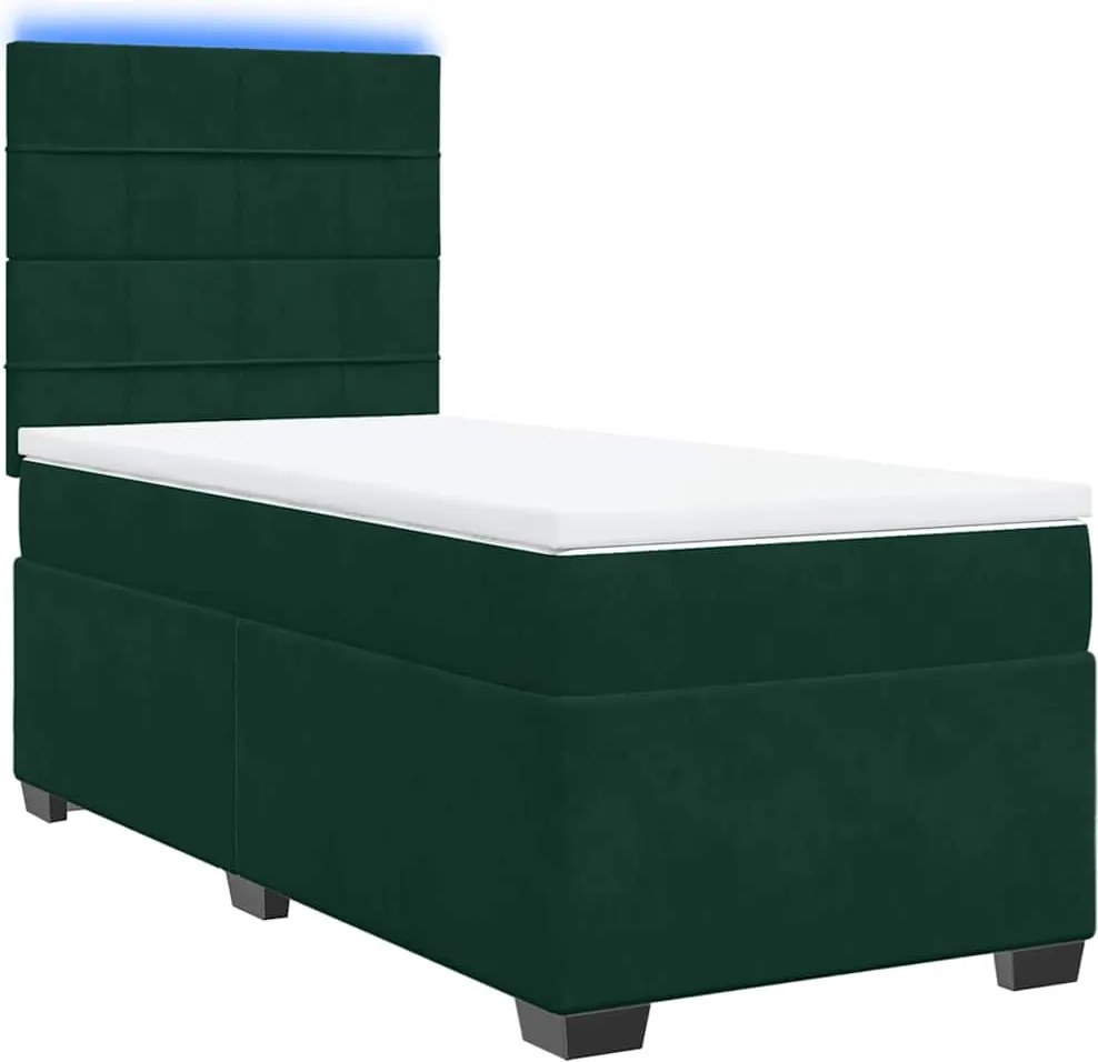 Box spring postel s matrací tmavě zelená 80 x 200 cm samet 3293065