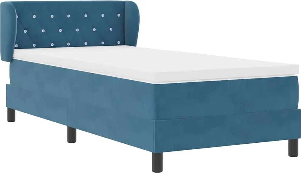 Postel s boxspringem s čelo Tmavě moddrá 90 x 190 cm samet 3340314