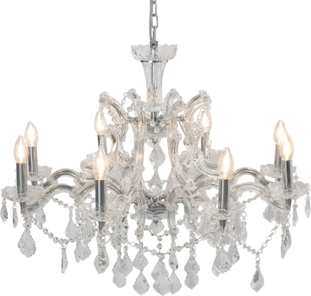 Stříbrný křišťálový lustr Edison - Ø 80*60 cm E14/max 8*40W
