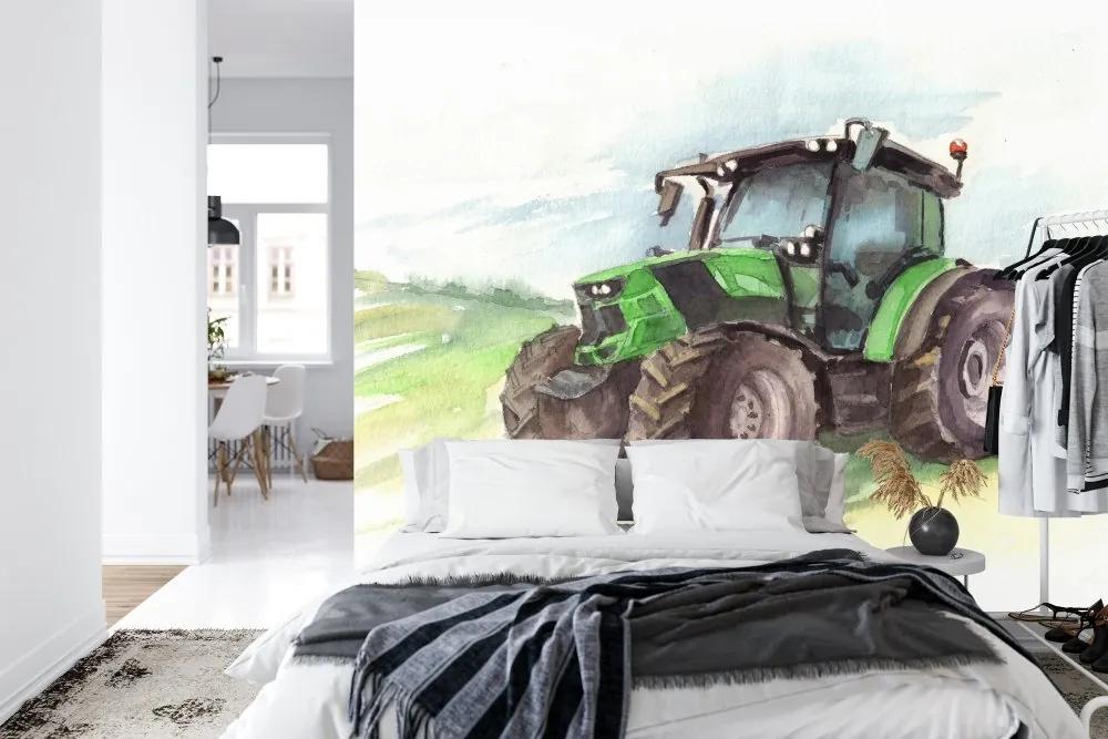Fototapeta Traktor Malovaný Akvarelem Omyvatelný vlies 416x254