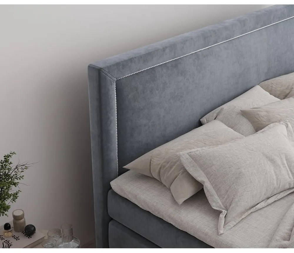 Tmavě šedá boxspring postel s úložným prostorem 160x200 cm Lavenda – Maison de Rêve