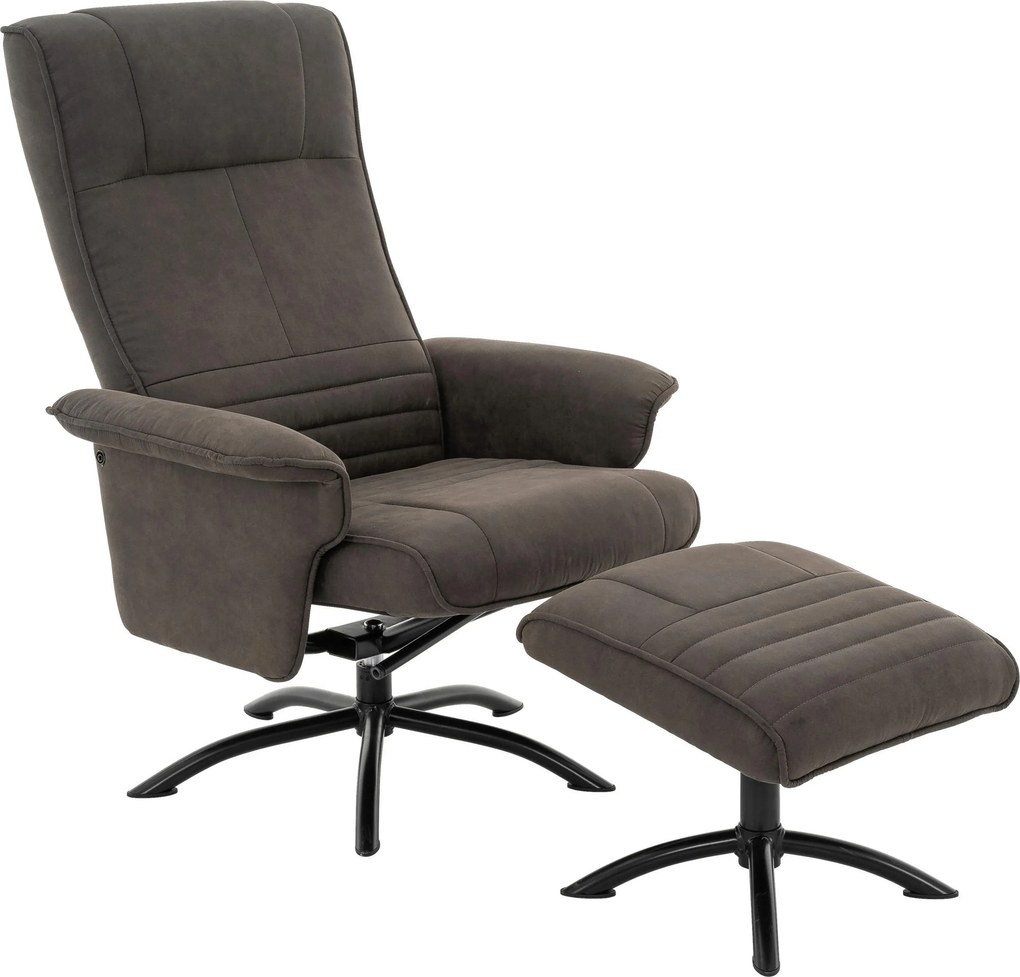 XXXLutz RELAXAČNÍ KŘESLO S TABURETEM, kov, textil, antracitová, černá Cantus - Křesla klasická - 002381038501