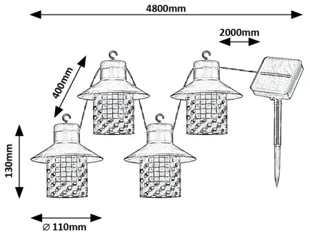 Rabalux 77003 - LED Solární svítidlo XIMPU 8xLED/0,1W/1,2V IP44