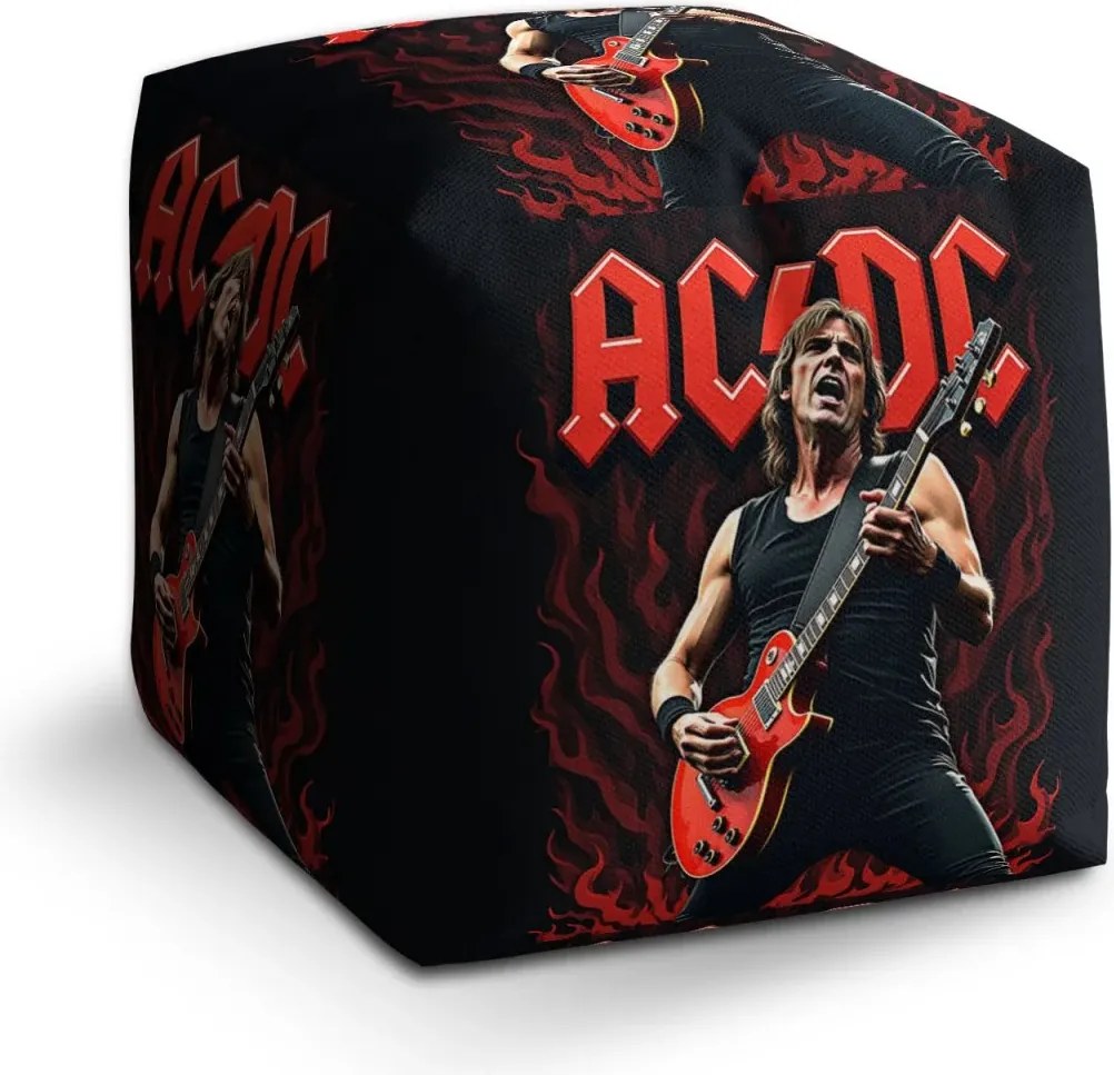 Sablio Taburet Cube ACDC Kytarista - 60x60x60 cm