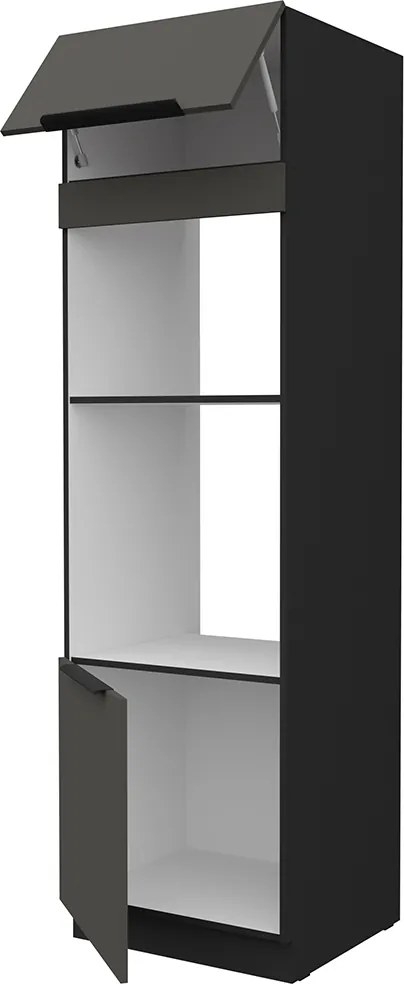 ARIA pe | vysoká skříňka 60 DPM-210 2F na vestavnou troubu a mikrovlnku | 60 cm | ANTI FINGERPRINT povrch | černá/šedá grafit