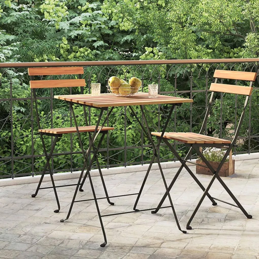 Skládací Bistro Stůl 55 X 54 X 71 Cm Masivní Teak A Ocel