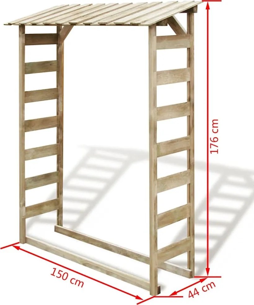 vidaXL Přístřešek na dříví 150 x 44 x 176 cm impregnovaná borovice [42956]