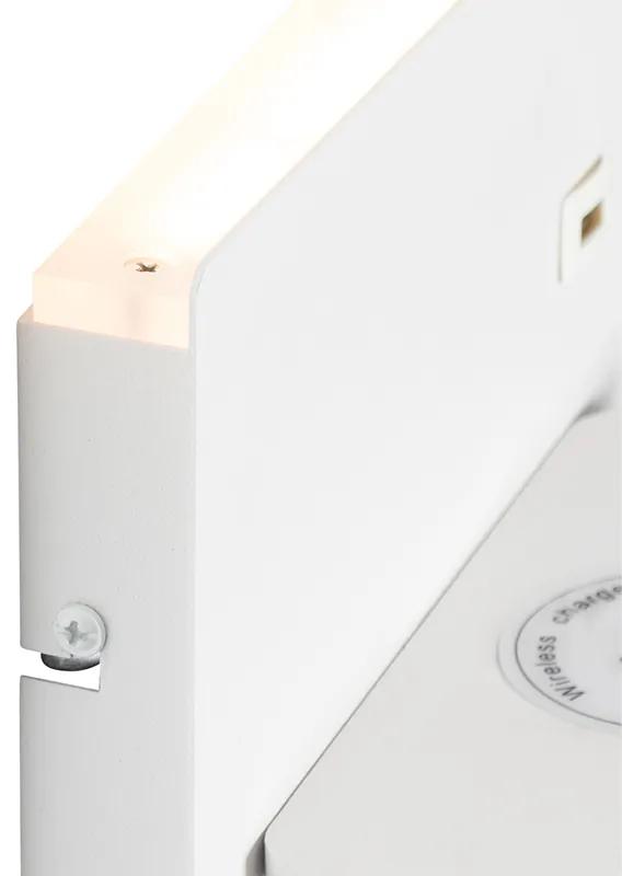 Sada 2 nástěnných svítidel bílé včetně LED s USB a indukční nabíječkou - Riza
