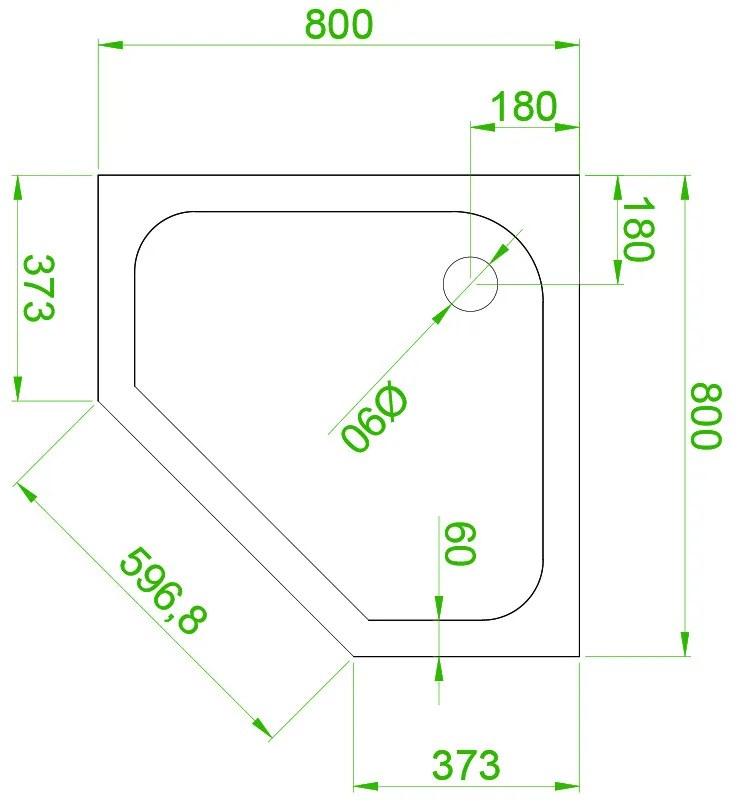 BPS-koupelny Pětiúhelníkový sprchový kout HYD-PK06A 80x80 cm černá/transparent + vanička HYD-PSV-ST07A bílá