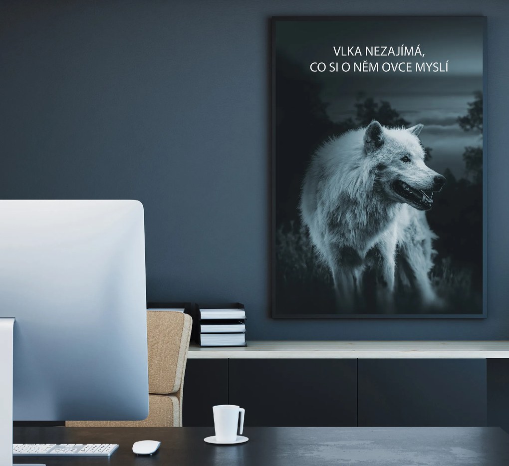 Pixada a wolf doesn't care about the opinion of sheep - motivační obraz Velikost: B2 - 50x70 cm, Volba rámu: s bílým rámem, Jazyk: Čeština