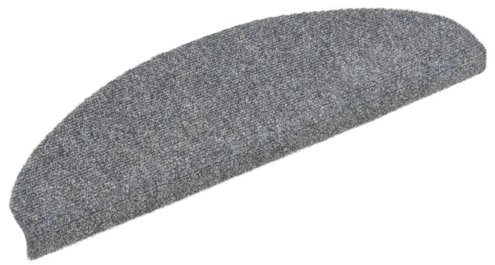 Schodové rohože samolepicí 15 ks 65 x 21 x 4 cm světle šedé, půlkulaté, velké 132699