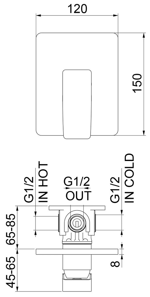 Sapho Sapho, TURSI podomítková sprchová baterie, 1 výstup, chrom, TI041