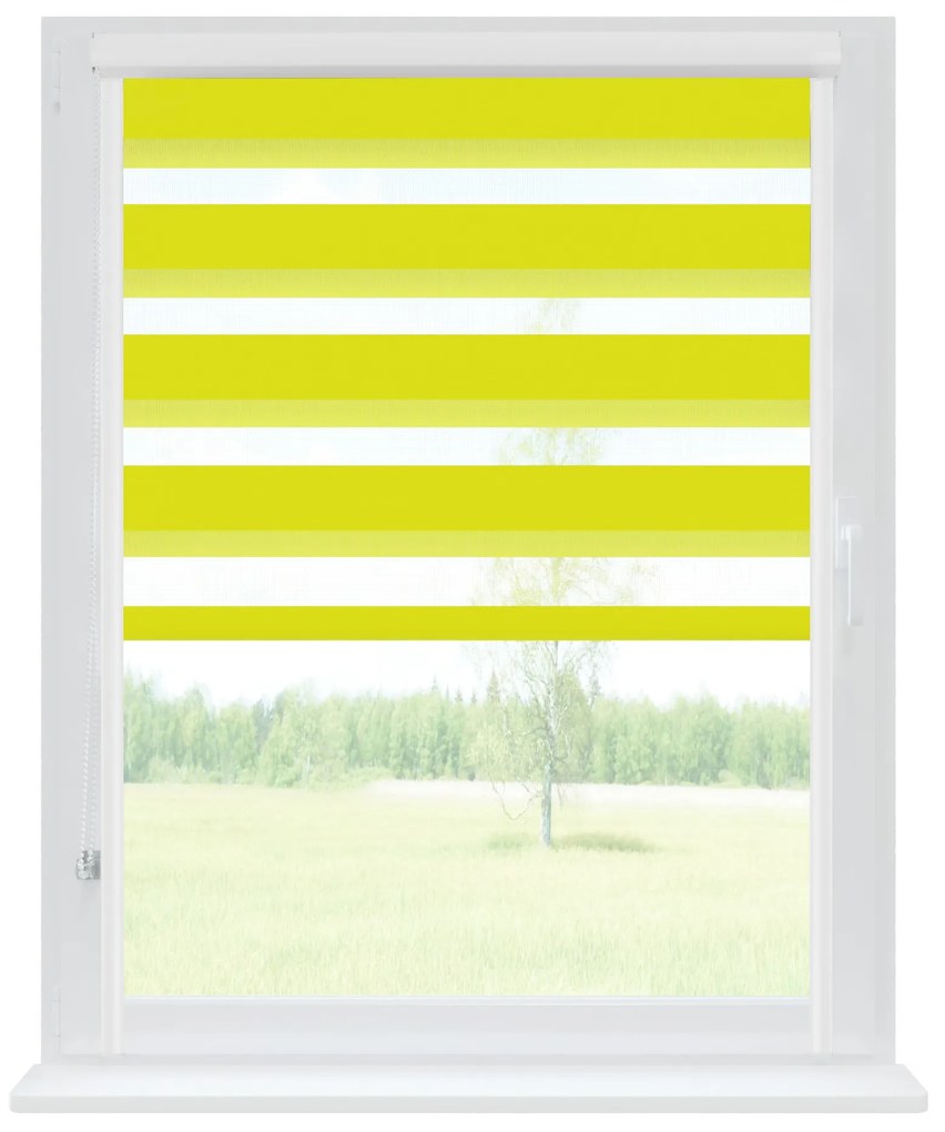 Dekodum Roleta den a noc v bílé kazetě soft, barva látky Limetka Šířka (cm): 142, Výška (cm): Balkonová (do 200 cm), Strana mechanismu: Práva