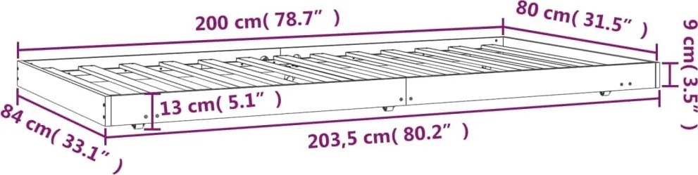 vidaXL Rám postele 80 x 200 cm masivní borové dřevo [823503] Barva: Šedá