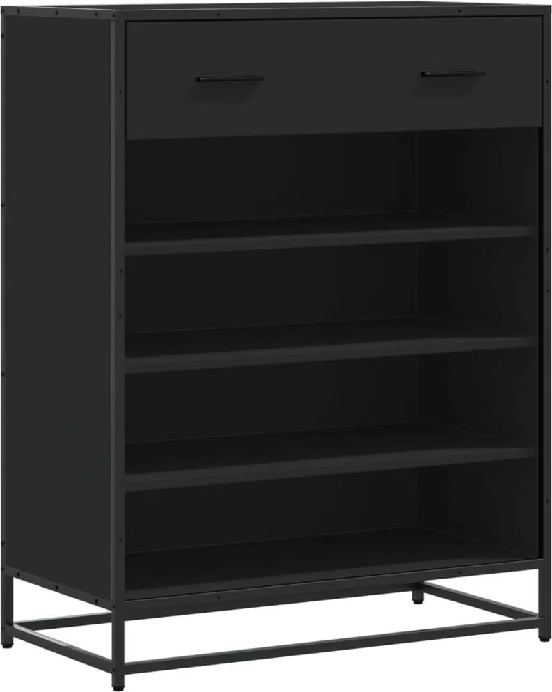 Botník černý 75 x 38 x 97,5 cm kompozitní dřevo a kov 3300875