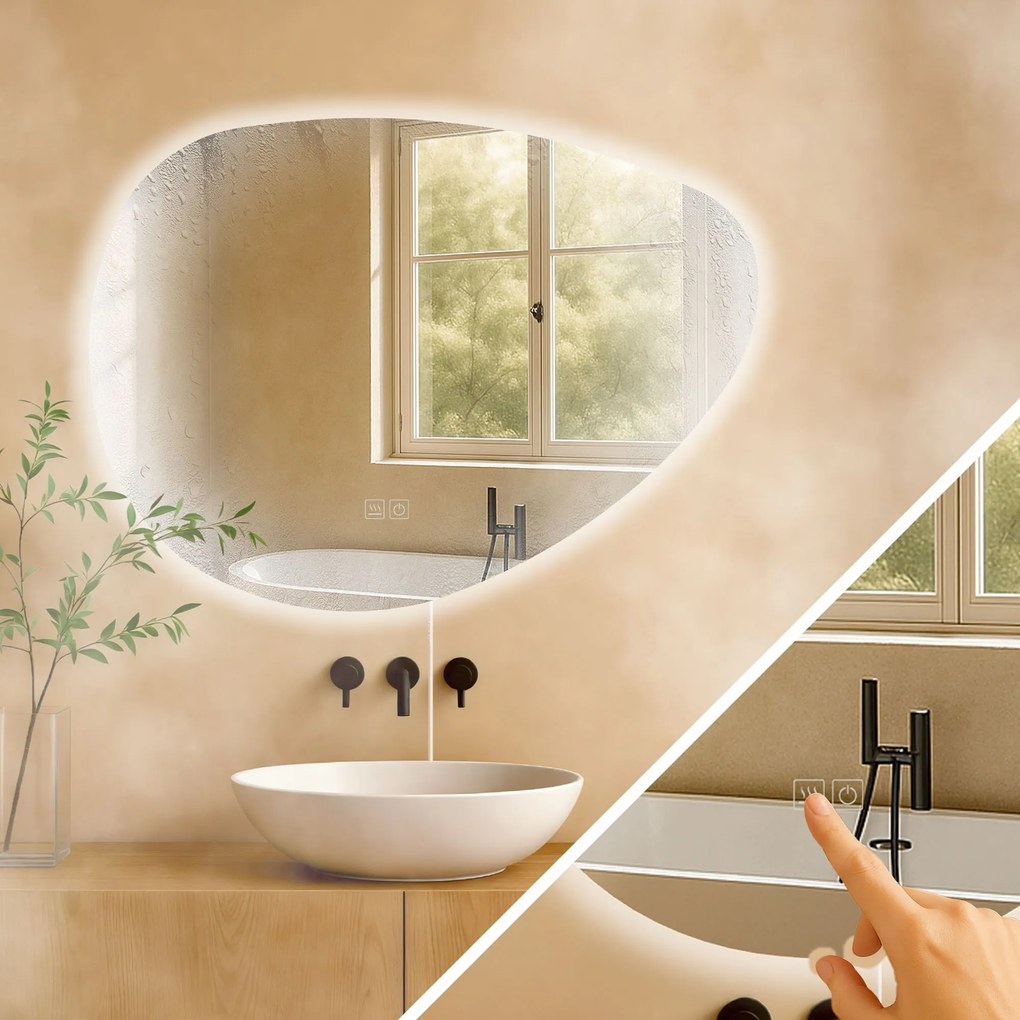 Koupelnové zrcadlo Almafie 65x75 s Bluetooth – čiré sklo