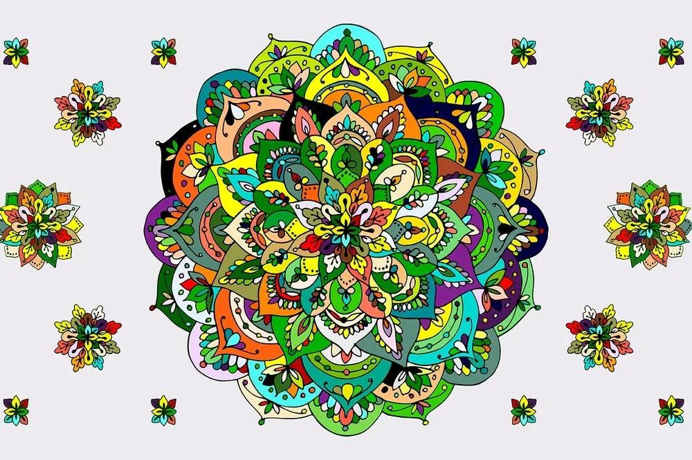Samolepící tapeta zelená Mandala - 300x200 cm