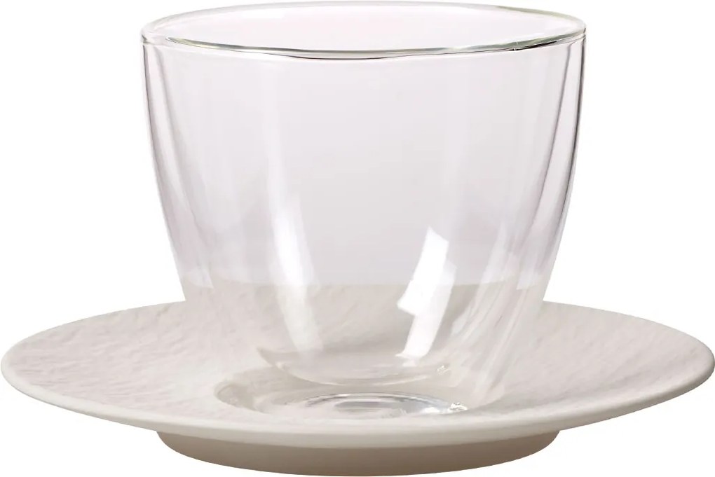 Villeroy&Boch Villeroy & Boch Manufacture Rock Blanc skleněný šálek na kávu s podšálkem sada