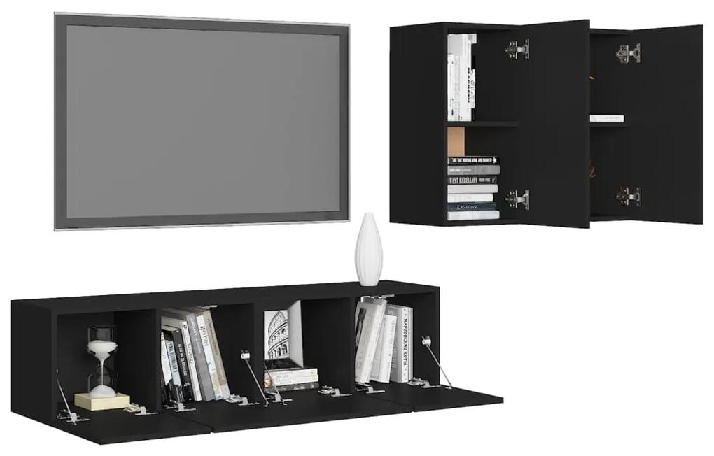 vidaXL 4dílný set TV skříněk černý dřevotříska