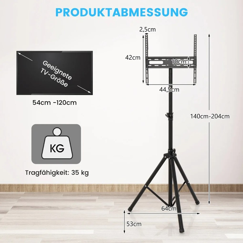 Costway Výškově nastavitelný televizní stojan pro 21–47 palcové plazmové/LCD/LED