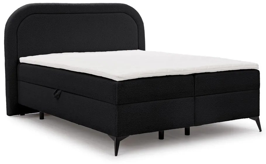 Černá boxspring postel s úložným prostorem 160x200 cm Ornes – Ropez