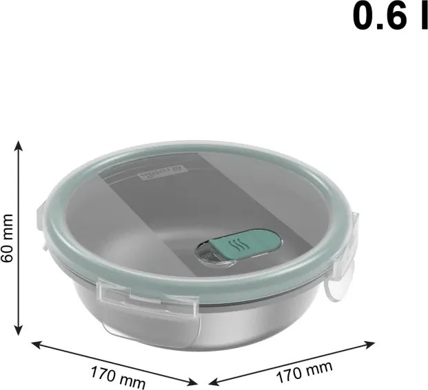 Rotho Nerezová krabička na jídlo / miska s těsnícím víkem (i do mikrovlnky) - NALA, 0,6 L