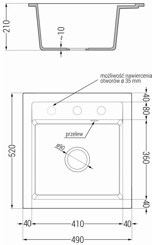 Mexen Vito, 1-komorový granitový dřez 490x520x210 mm a dřezová baterie Flora, béžová, 6503-69-670401-09