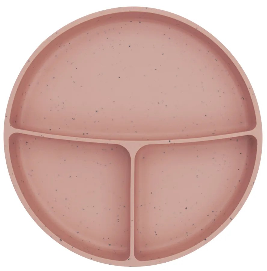 KikkaBoo Talíř dělený s přísavkou Platinum Silicone Blush