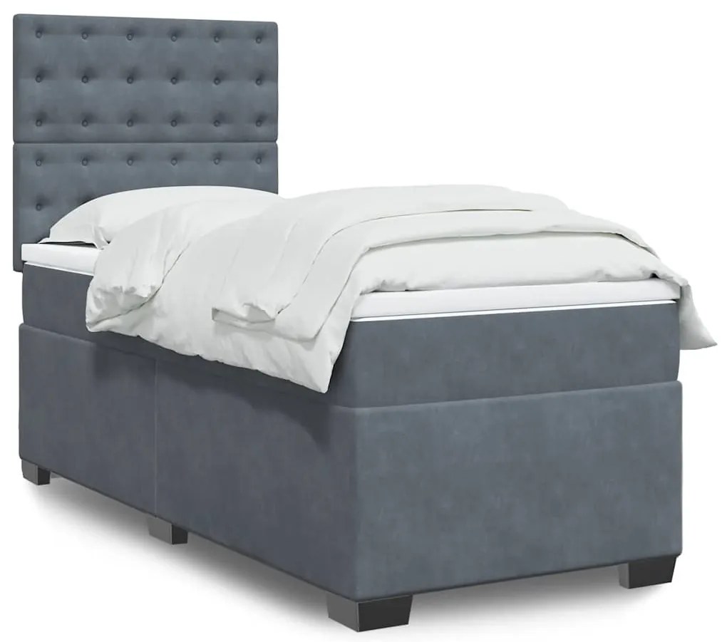 Box spring postel s matrací tmavě šedá 80 x 200 cm samet 3293075