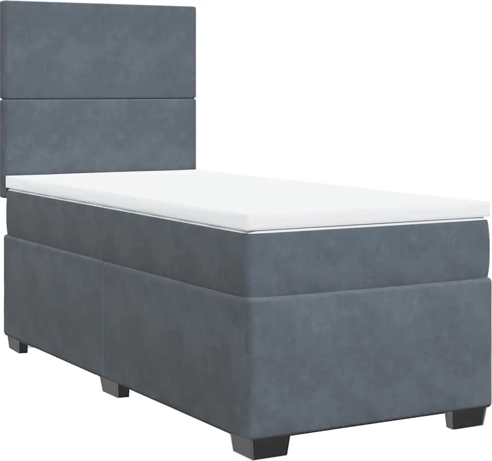 Box spring postel s matrací tmavě šedá 100x200 cm samet 3293129